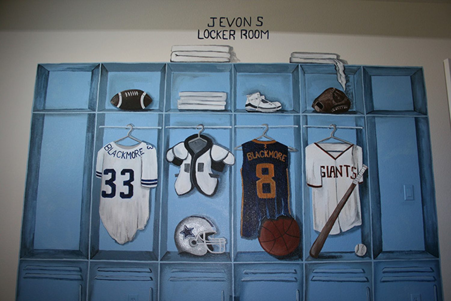 Sports Locker Room Kids Hand Painted Mural - Bay Area Muralist, Best ...