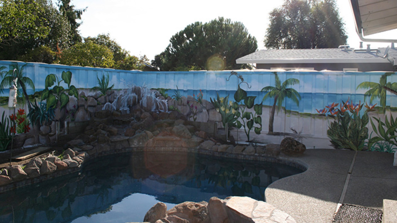 Exterior Swimming Pool Mural - SF Bay Area Muralist